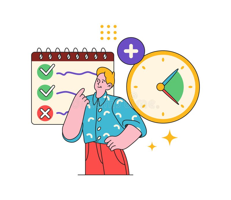 Employee with Calendar and Clock Stock Vector - Illustration of ...