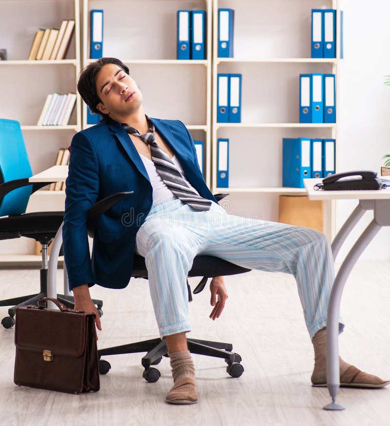 Employee Coming To Work Straight from Bed Stock Image - Image of ...