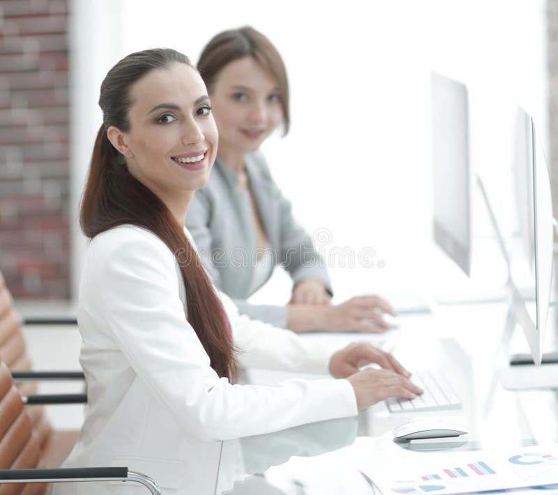 Employee of the Company Working at Their Workplace Stock Photo - Image ...