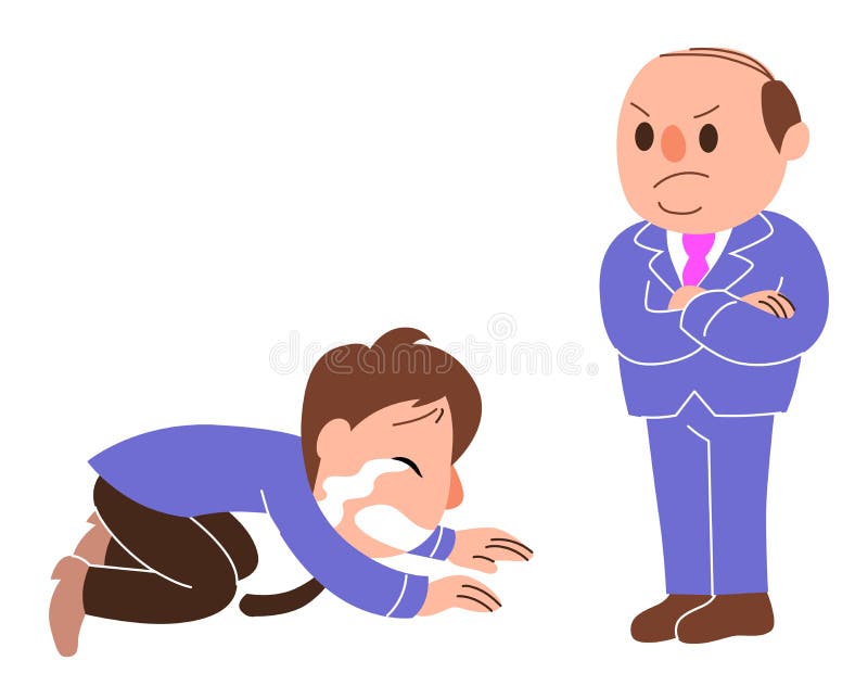Employee Crying Begging Angry Boss Stock Vector - Illustration of ...