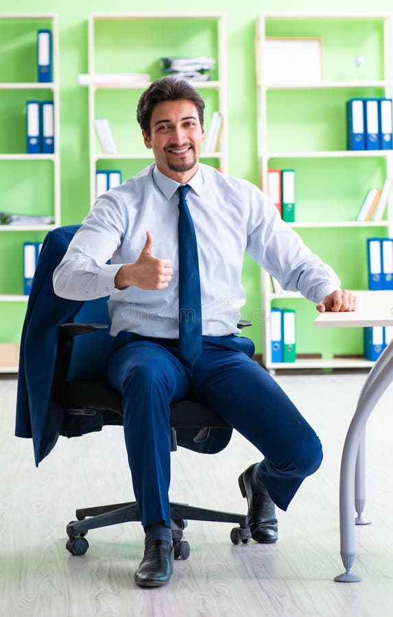 Employee Doing Exercises during Break at Work Stock Photo - Image of ...