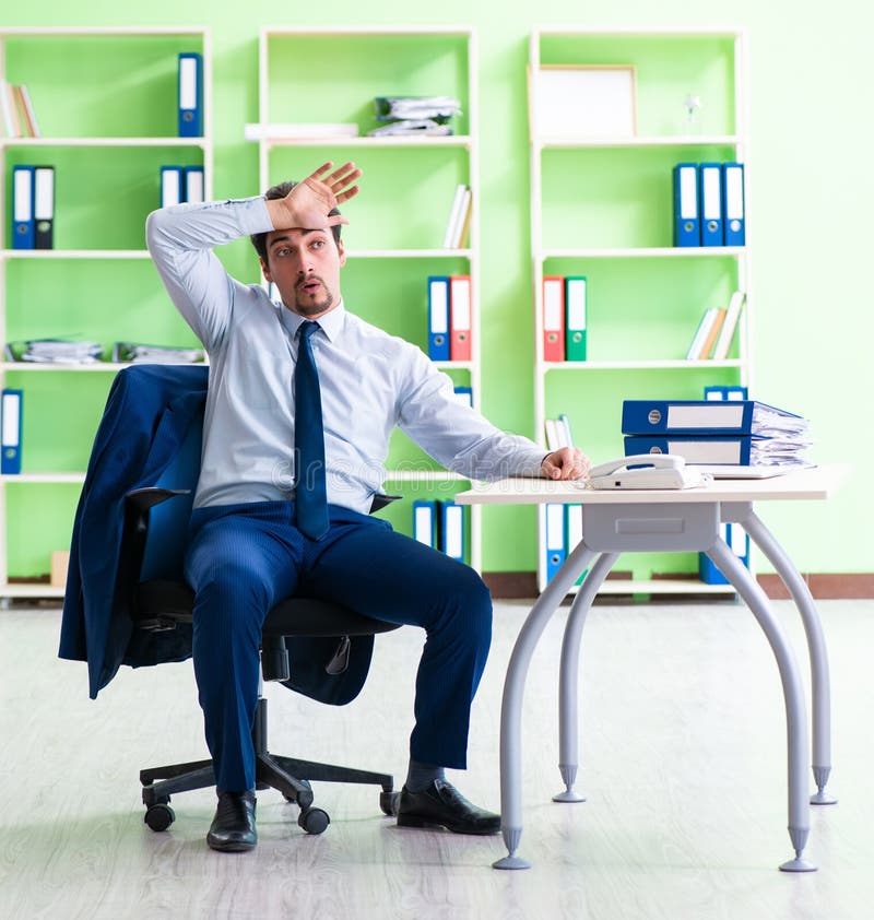 Employee Doing Exercises during Break at Work Stock Image - Image of ...