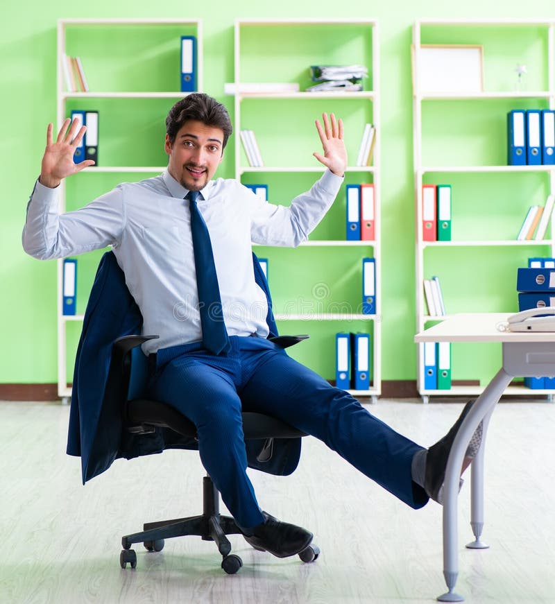 Employee Doing Exercises during Break at Work Stock Photo - Image of ...