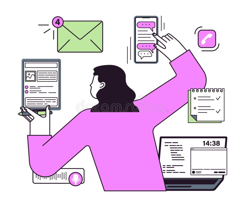 Employee Efficiency. Business Employee Productive Multitasking Stock ...