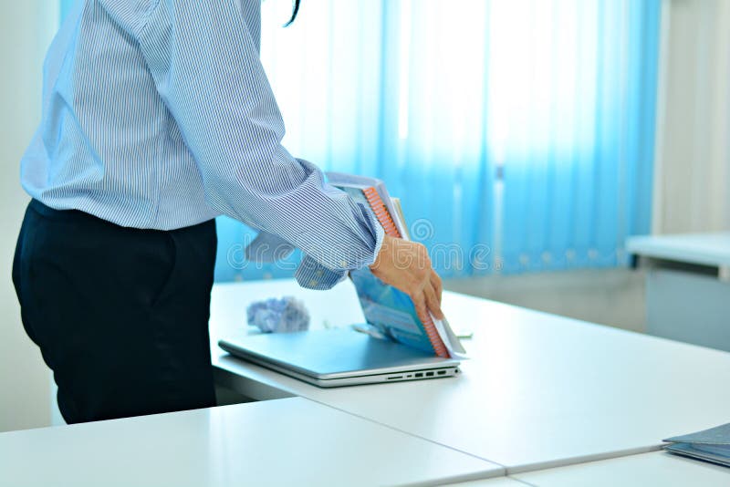 The Employee is Ending Work Stock Photo - Image of desk, busy: 167119576