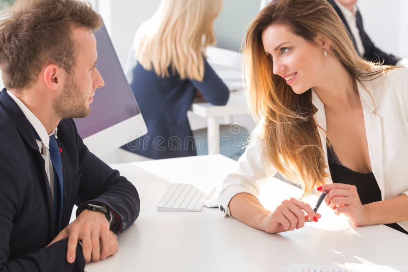 Employee Flirting with Her Boss in the Office Stock Photo - Image of ...