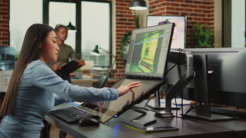 Employee Game Developer Working in Creative Production Department Stock ...