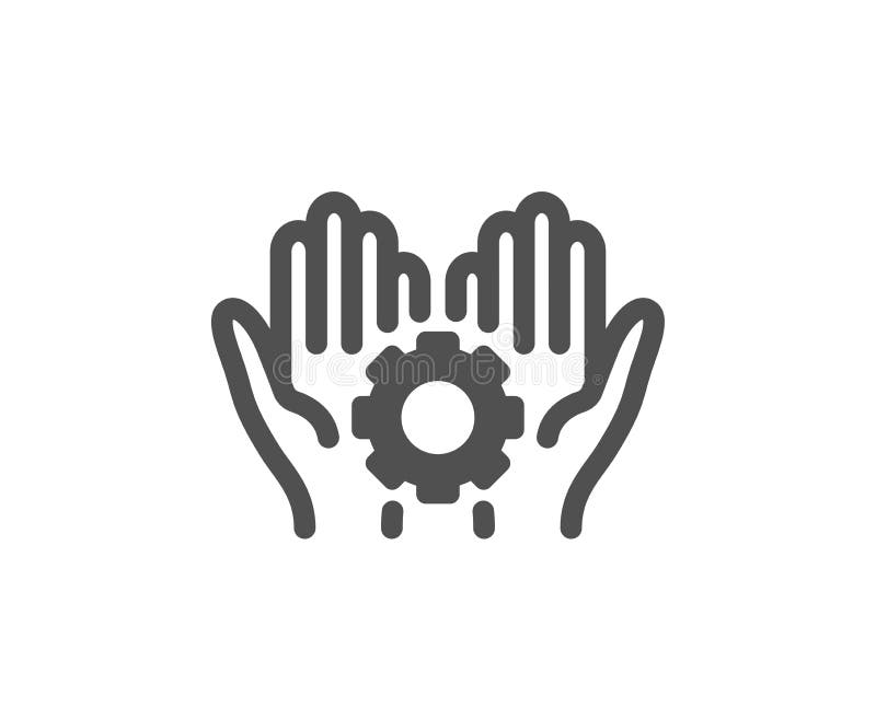 Employee Hands Icon. Work Gear Sign. Development Cogwheel. Vector Stock ...