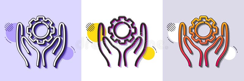 Employee Hands Line Icon. Work Gear Sign. Development Cogwheel ...