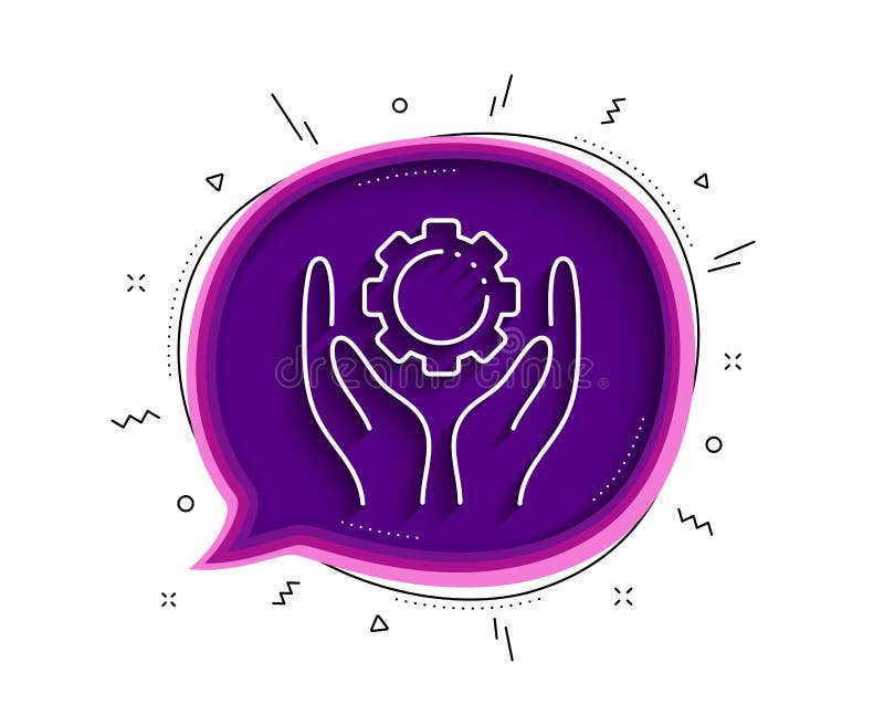 Employee Hands Line Icon. Work Gear Sign. Development Cogwheel. Neon ...