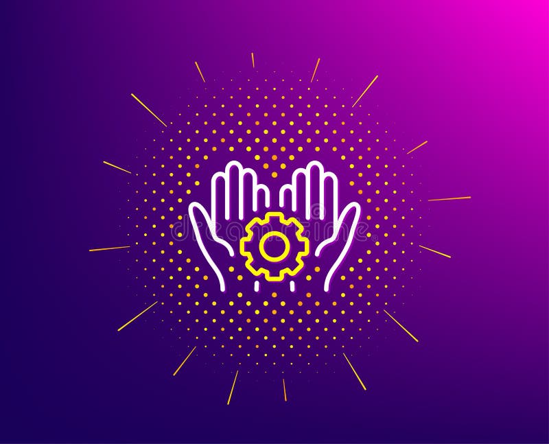 Employee Hands Line Icon. Work Gear Sign. Development Cogwheel. Vector ...