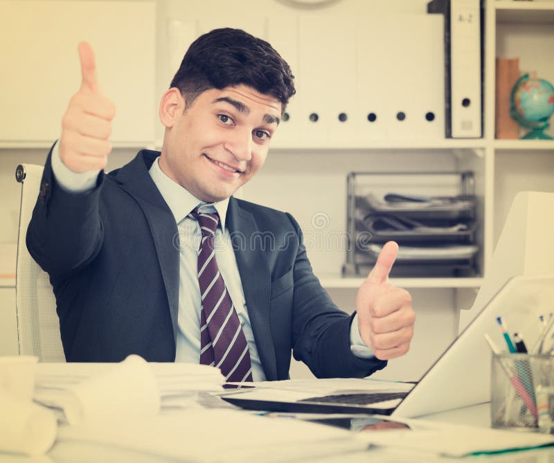 Employee is Having Productive Day at Work Stock Photo - Image of ...