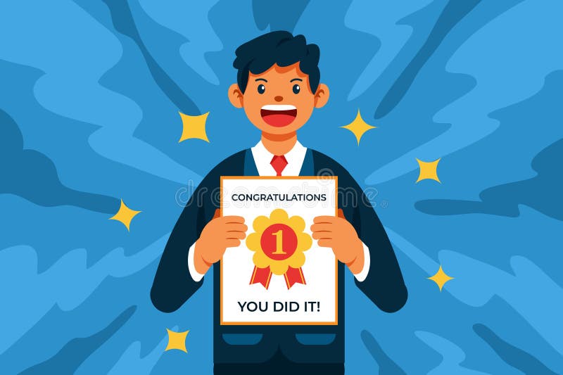 Employee Holding Achievement Certificate Stock Vector - Illustration of ...