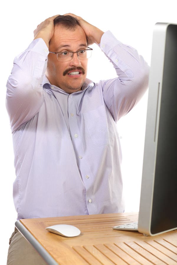 Employee in Horror Clutched His Head while Working Stock Photo - Image ...