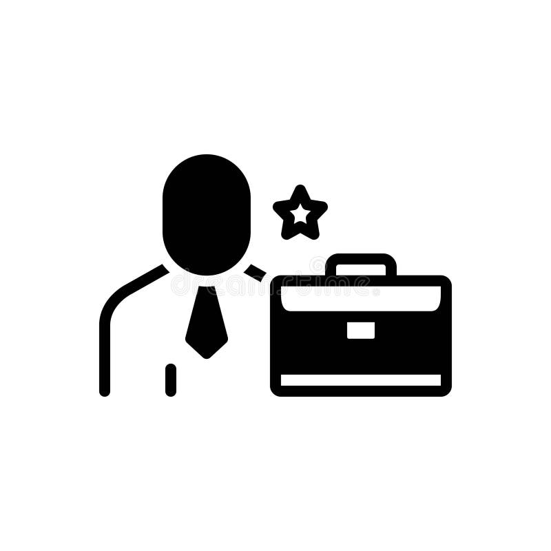 Black Solid Icon for Employee, Manager and Case Stock Illustration ...