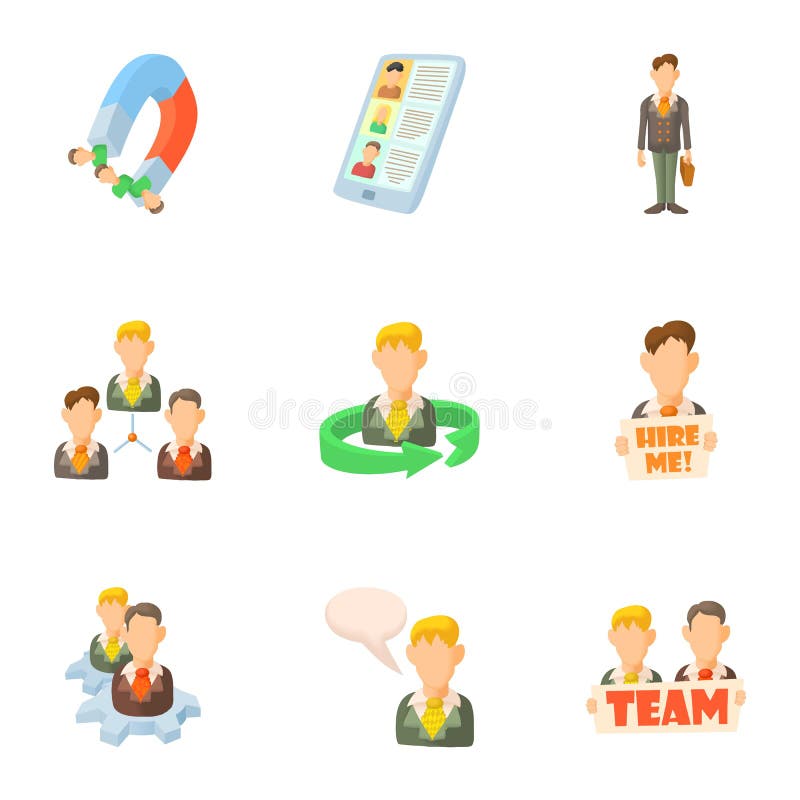 Employee Icons Set, Cartoon Style Stock Vector - Illustration of ...