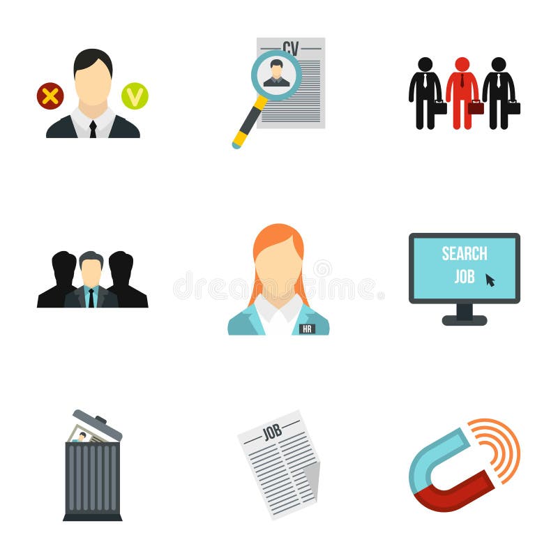 Employee Icons Set, Flat Style Stock Vector - Illustration of ...