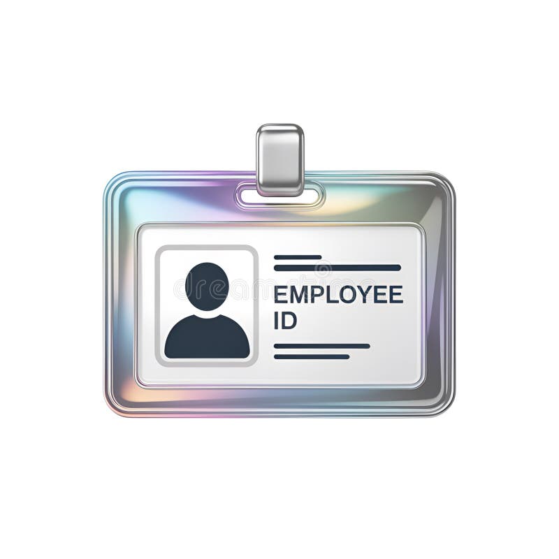 Employee Id Badge with Iridescent Frame and Clip on a White Background ...