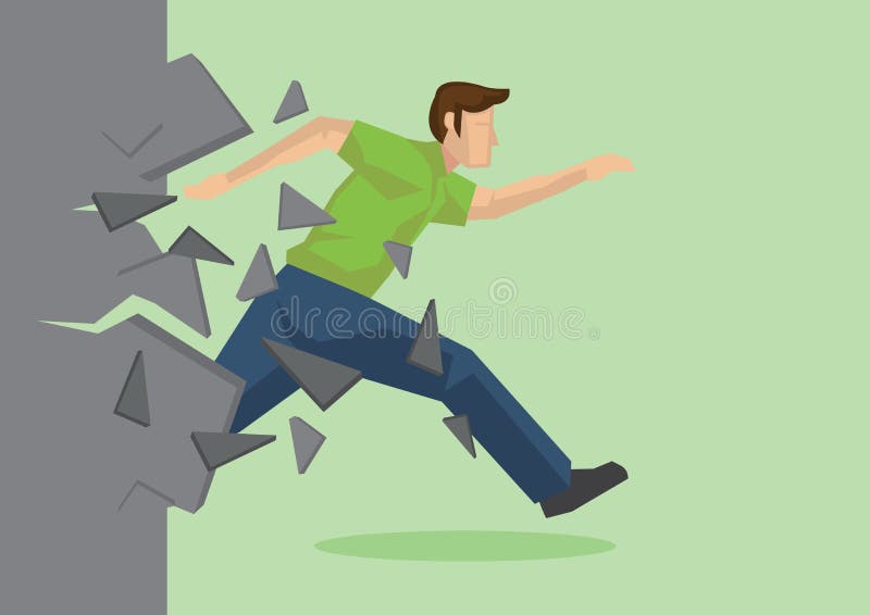 Employee Illustration of Breaking through the Wall. Breakthrough ...