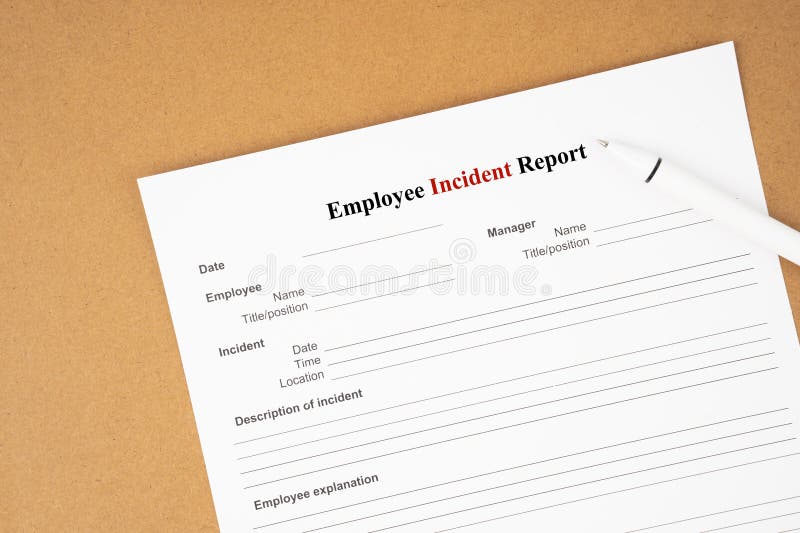 Template of an Employee Incident Report Form Document and and Pen on ...