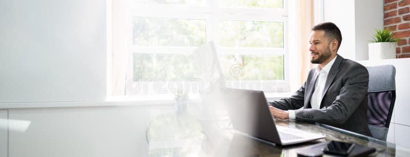 Employee Looking at Computer Screen Stock Photo - Image of work, laptop ...