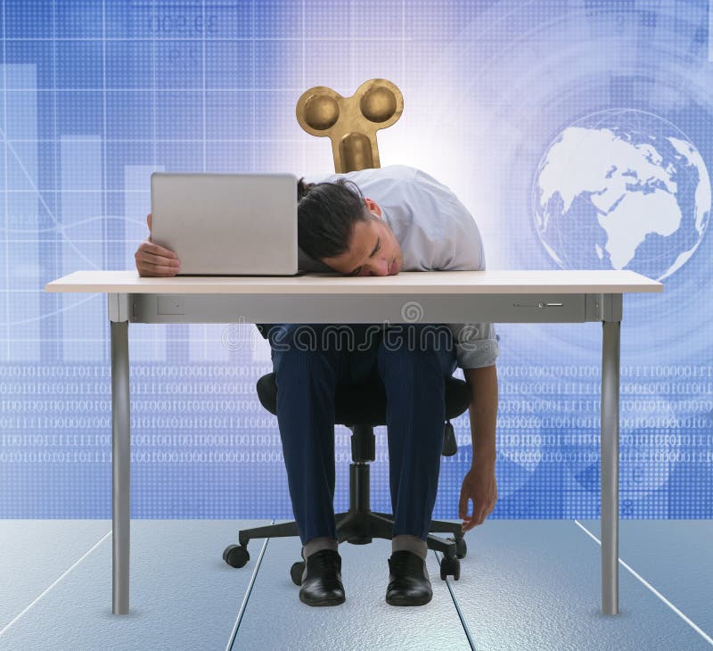 Employee Losing Energy from Too Much Work Stock Illustration ...