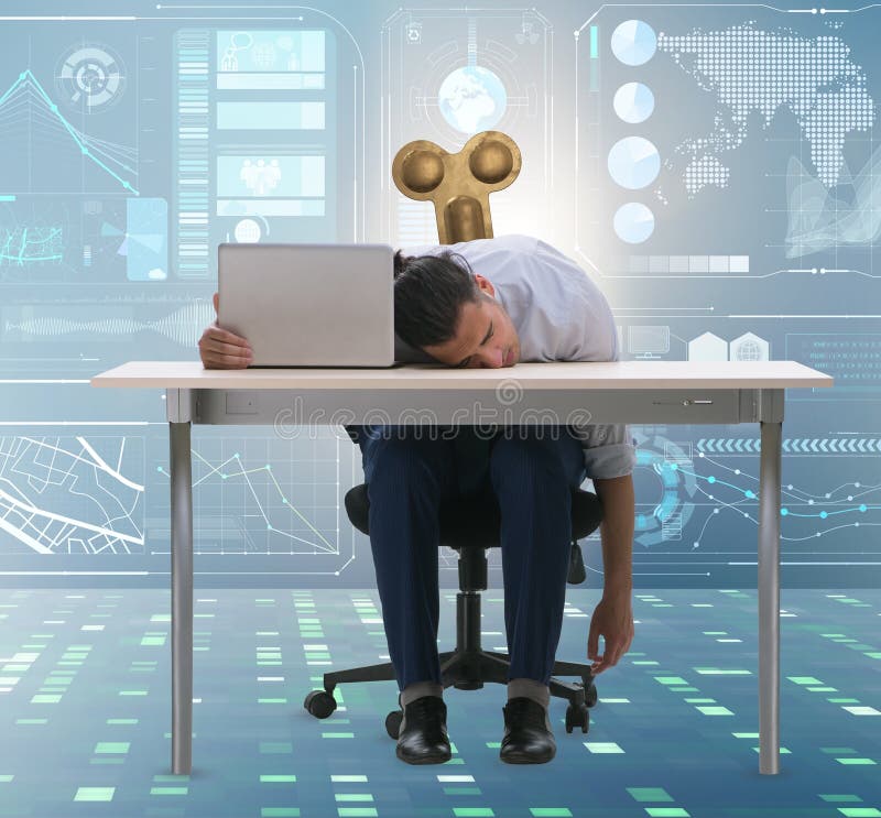 Employee Losing Energy from Too Much Work Stock Photo - Image of ...