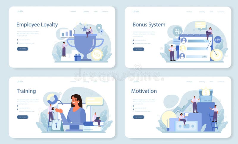 Employee Loyalty Web Banner or Landing Page Set. Staff Management ...