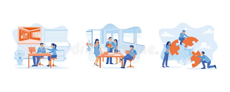 Employee Making Concept. Create an Interior Design. Discuss and ...