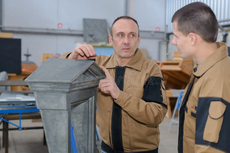 Employee and Manager during Explanation Stock Photo - Image of factory ...