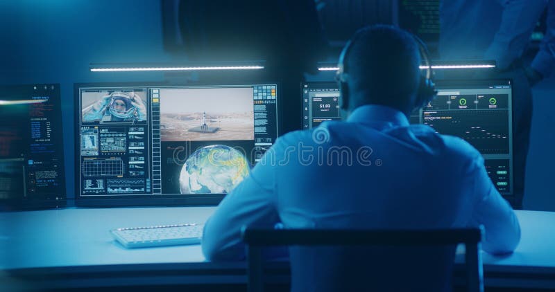 Employee Monitors Space Mission, Claps Hands after Space Rocket Launch ...