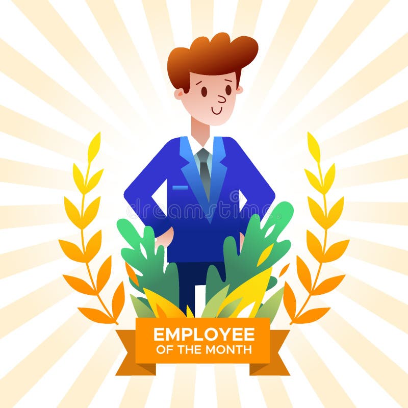 Employee of the Month Concept with Man Stock Vector - Illustration of ...