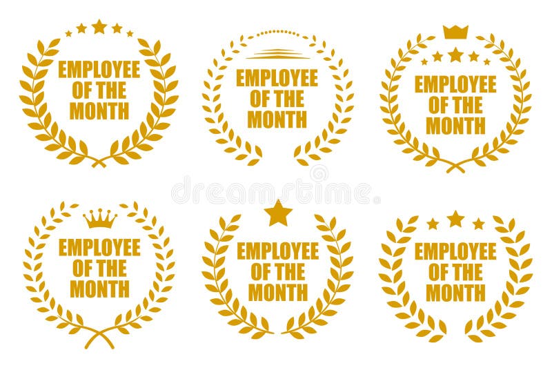 Employee of the Month with Laurel Set Icons - Vector Stock Vector ...