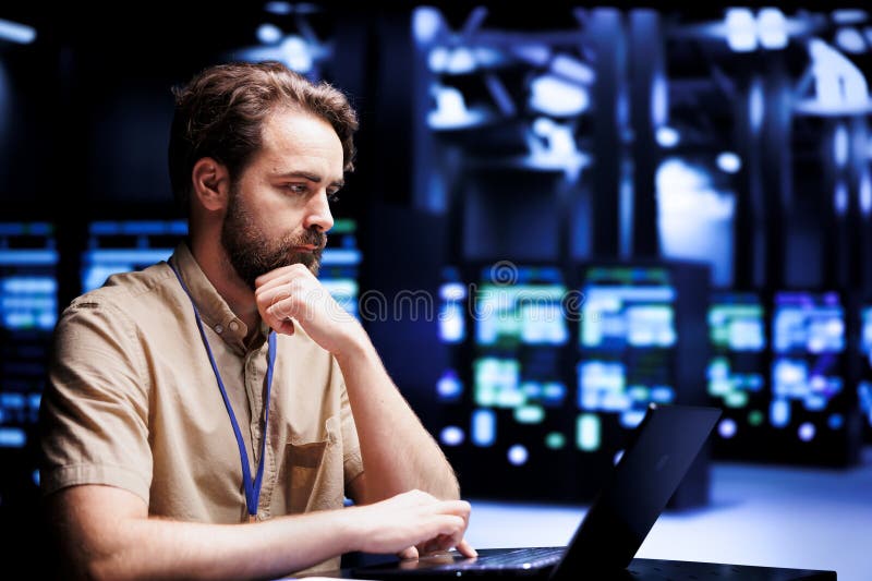Employee Overseeing Supercomputers Stock Photo - Image of center ...