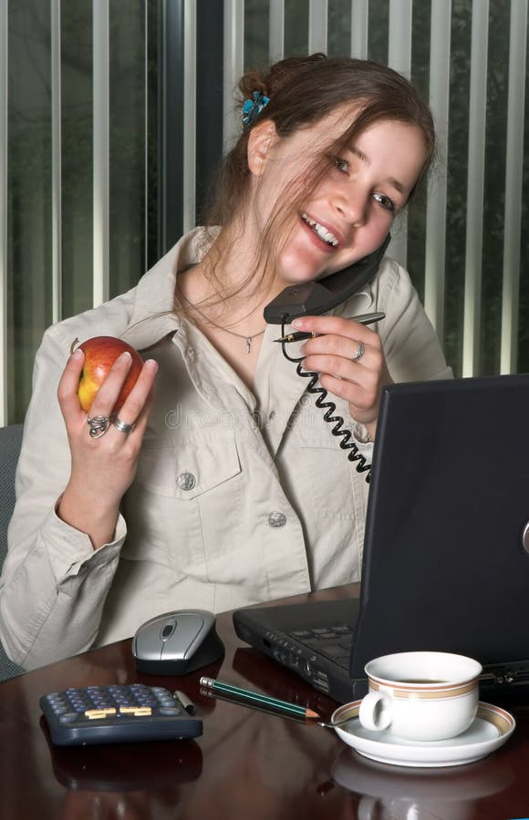 Employee on the phone stock photo. Image of laptop, calculator - 933518