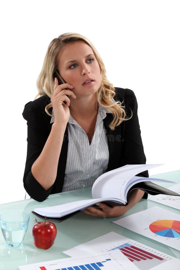 Employee on the phone stock image. Image of paper, attractive - 35392973