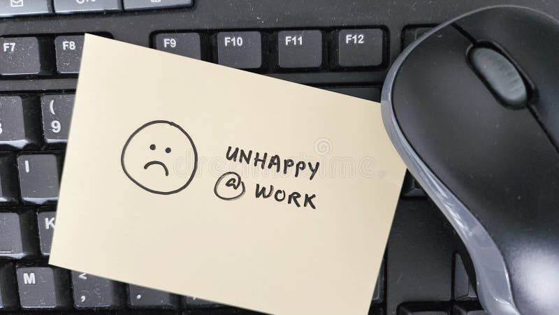 Employee Picking Up a Note Showing Unhappiness at Work. Unhappy Career ...
