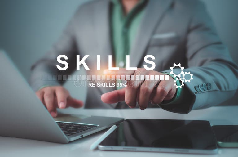 Employee Pointing Arrow To Upskill or Reskill, Upskill and Personal ...