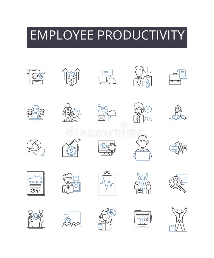 Employee Productivity Line Icons Collection. Job Satisfaction, Work ... Employee Productivity Line Icons Collection. Job Satisfaction, Work ...