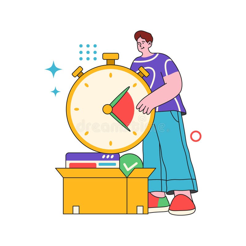 Employee with Productivity Tool, Timer Stock Vector - Illustration of ...