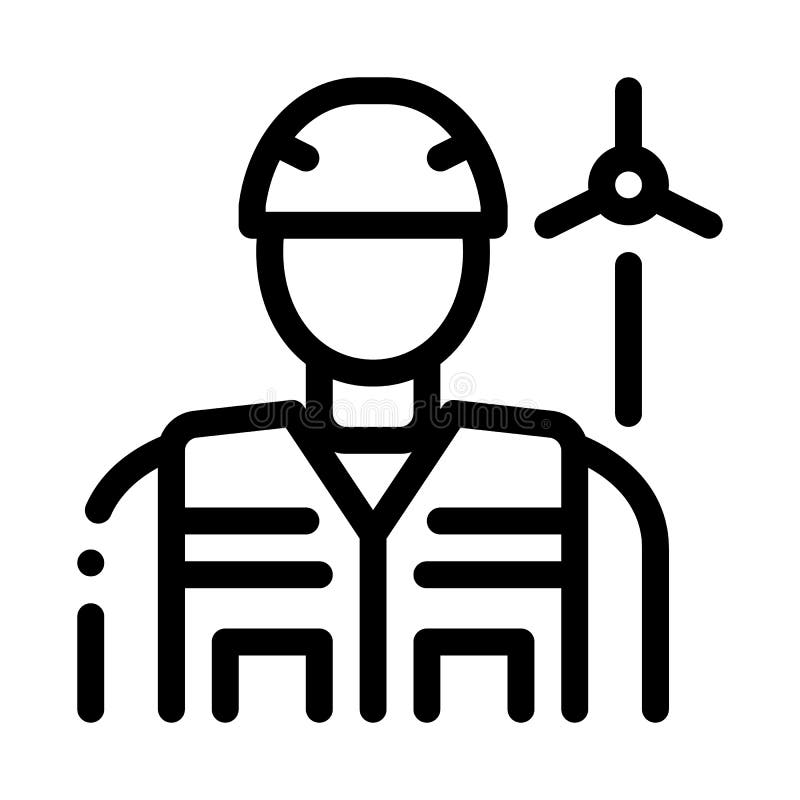 Employee with Protection Wind Energy Technicians Icon Vector ...