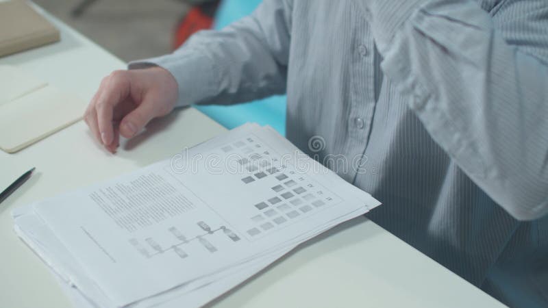Office Worker Puts Documents Down and Drinks Tea Stock Footage - Video ...