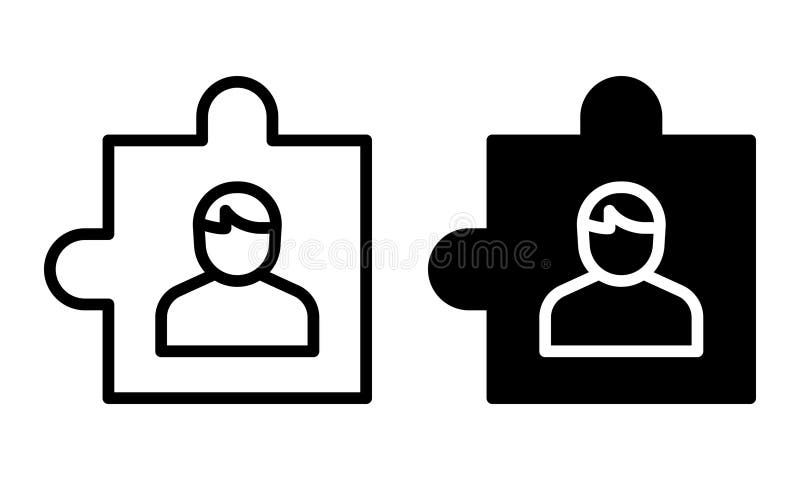 Employee Puzzle Icon with Outline and Glyph Style. Stock Vector ...