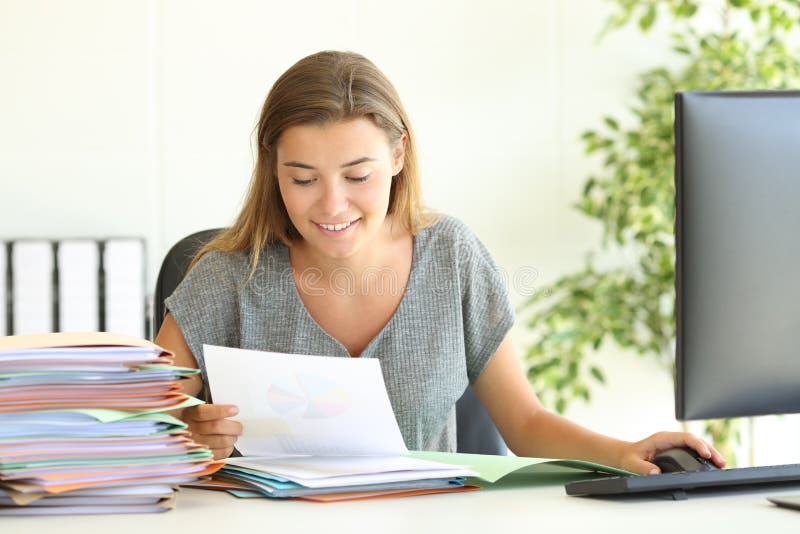 Employee Reading Reports at Office Stock Image - Image of accountant ...