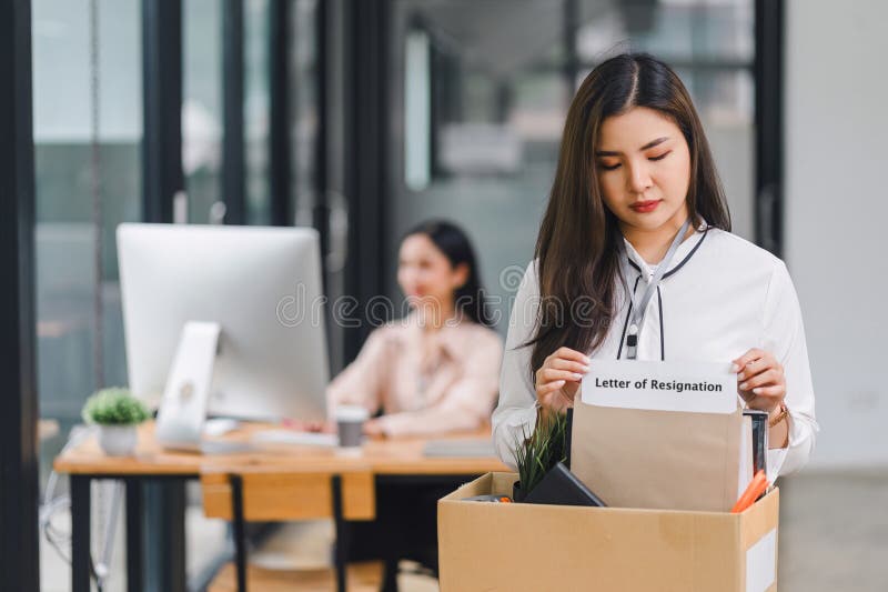 Employee Resigning and Packing Personal Items. Stock Photo - Image of ...