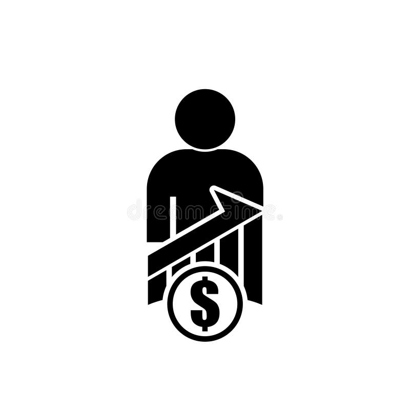 Employee Salary Increase Icon Isolated on Dark Background Stock Vector ...