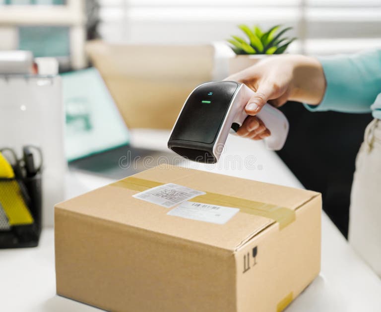 The Employee Scans the QR Code of the Parcel at the Online Order Pick ...