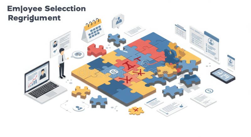 Employee Selection Process Depicted with Puzzle Pieces, Laptop Stock ...