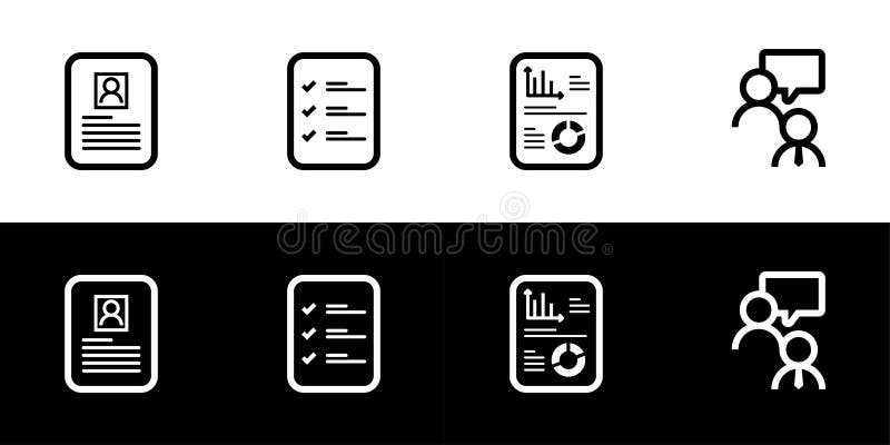 Employee Selection Process Icon Set. Profile, Administration ...