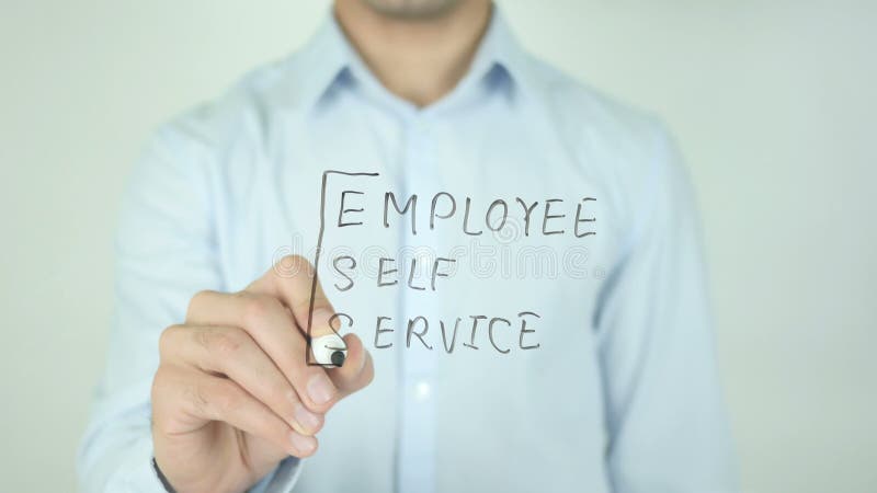 Employee Self Service, ESS, Writing on Transparent Screen Stock Footage ...